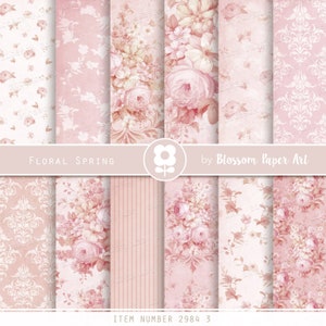 Shabby Chic Papers, Rose Digital Papers, Pink Floral Papers for Junk ...
