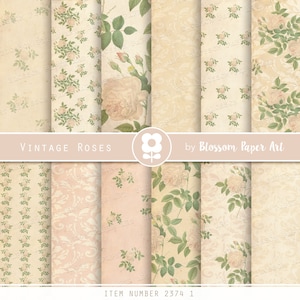 Vintage Digital Paper, Rose Junk Journal Paper, Roses Scrapbook Collage ...