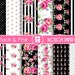 Pink and Black Digital Paper Floral Digital Paper Pack Pink - Etsy