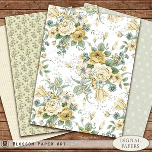 Wallpaper Printable Sheets, Yellow Flowers, Digital Paper for Junk ...