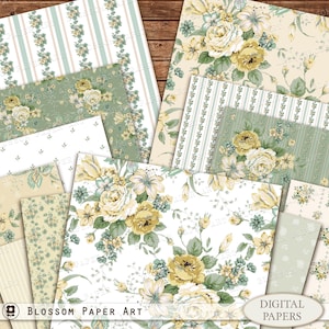 Wallpaper Printable Sheets, Yellow Flowers, Digital Paper for Junk ...