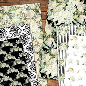 Digital Paper, Black & Yellow Digital Paper Scrapbook Paper Pack ...