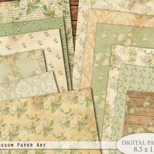 Digital Paper, Floral Scrapbook Paper, Vintage Rose Collage Sheet, Junk ...