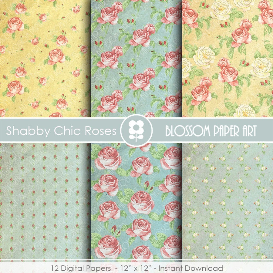 Vintage Digital Paper Blue Floral Digital Paper Pack - Etsy