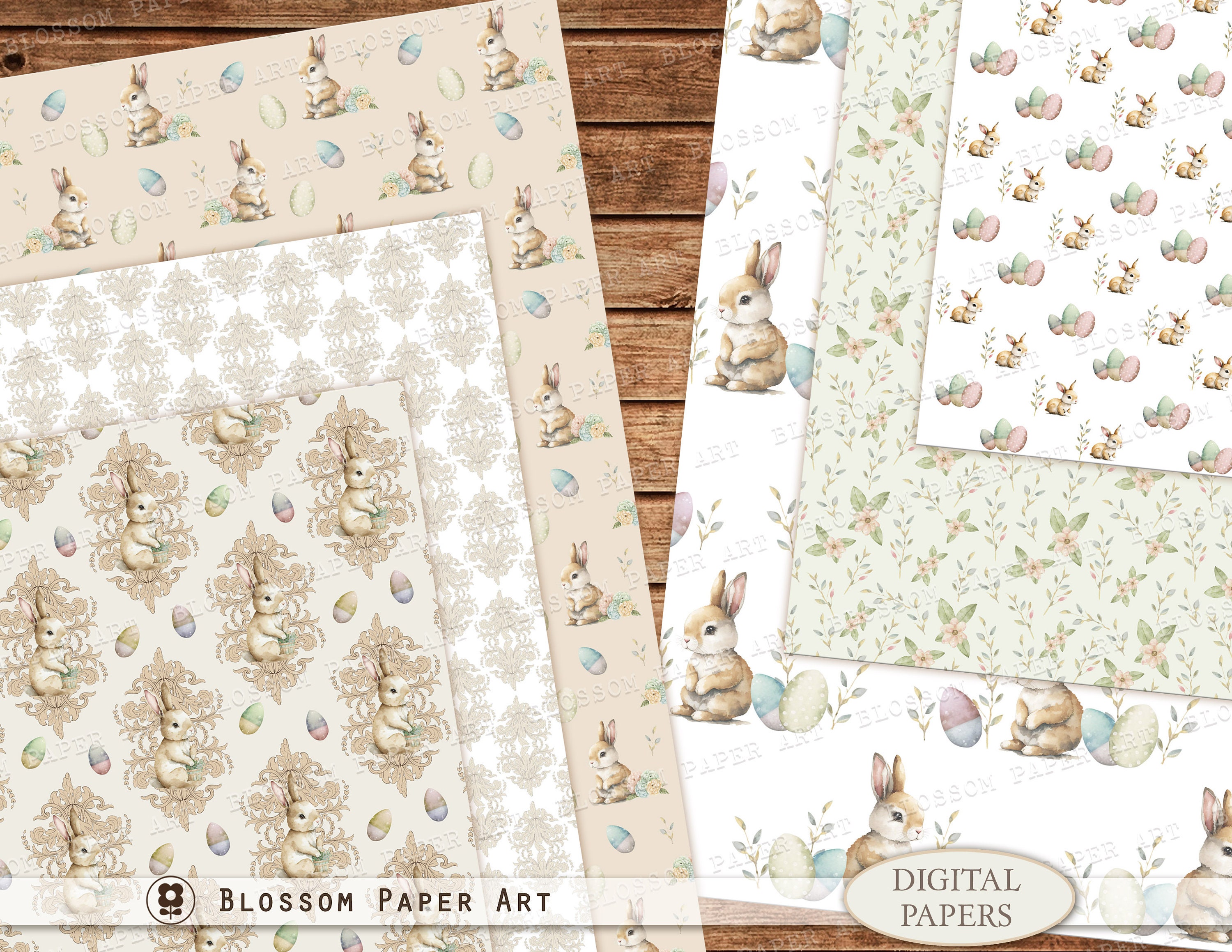 Bunny Easter Digital Papers: Scrapbook Paper Pack (digital Download) - Etsy