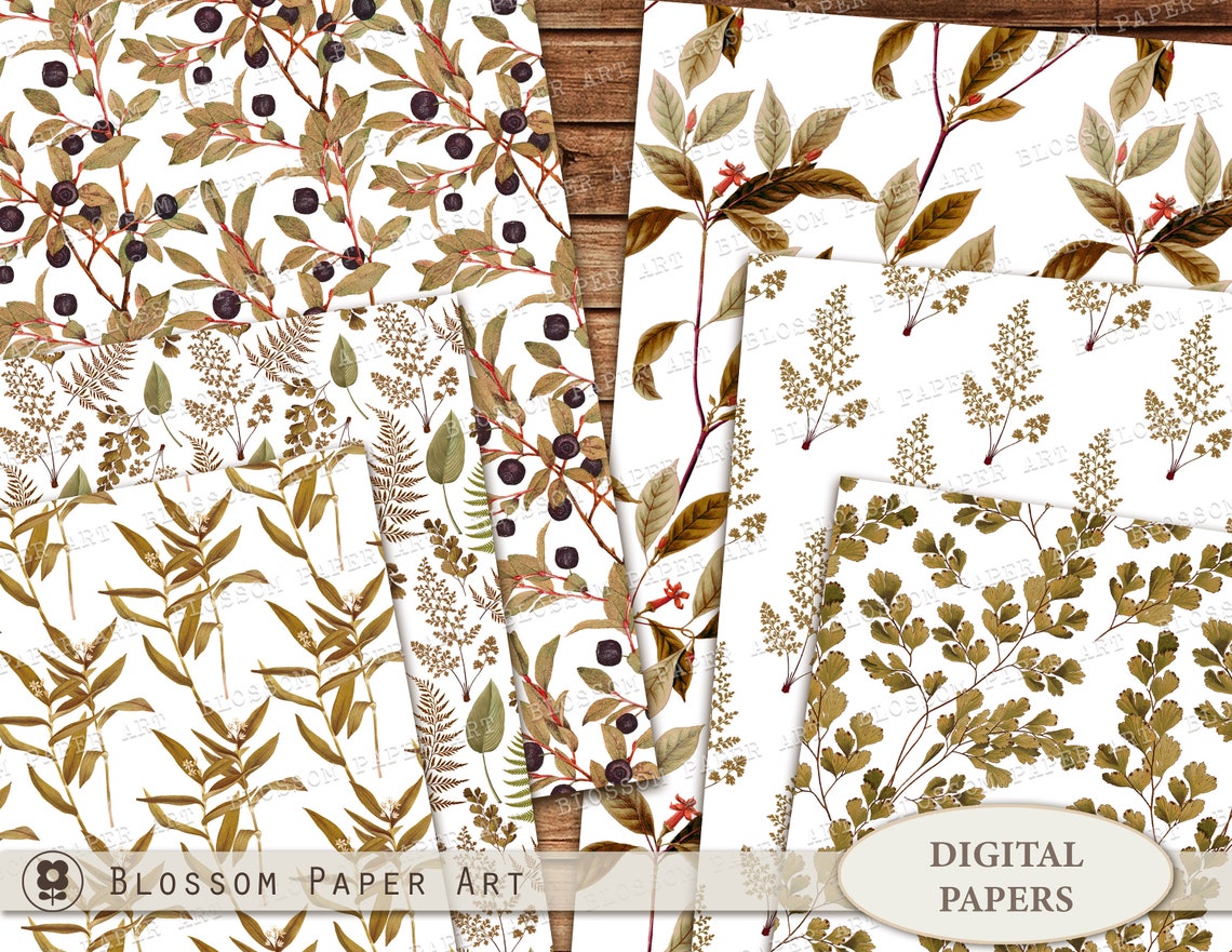 Autumn Leaves Digital Paper Leaves Scrapbook Collage Sheet - Etsy