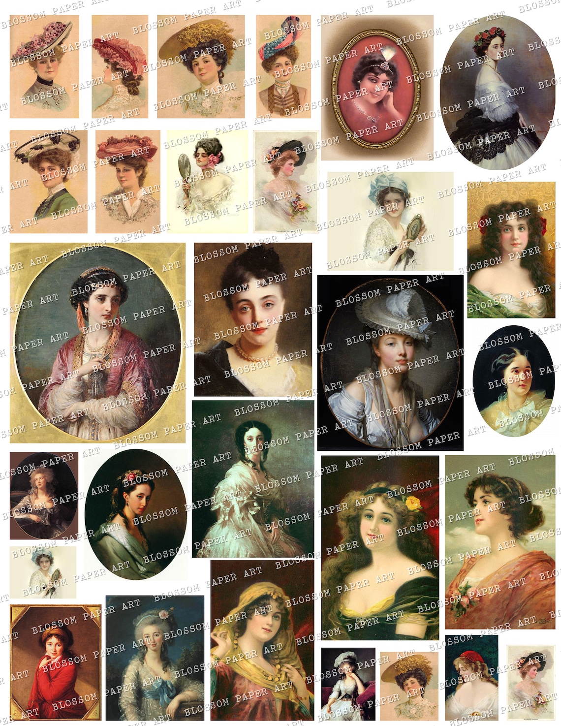 Printable Ephemera Vintage Woman Cards Printable Junk Journal | Etsy