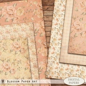 Floral Digital Paper, Shabby Chic Digital Paper Pack, Roses Scrapbook ...
