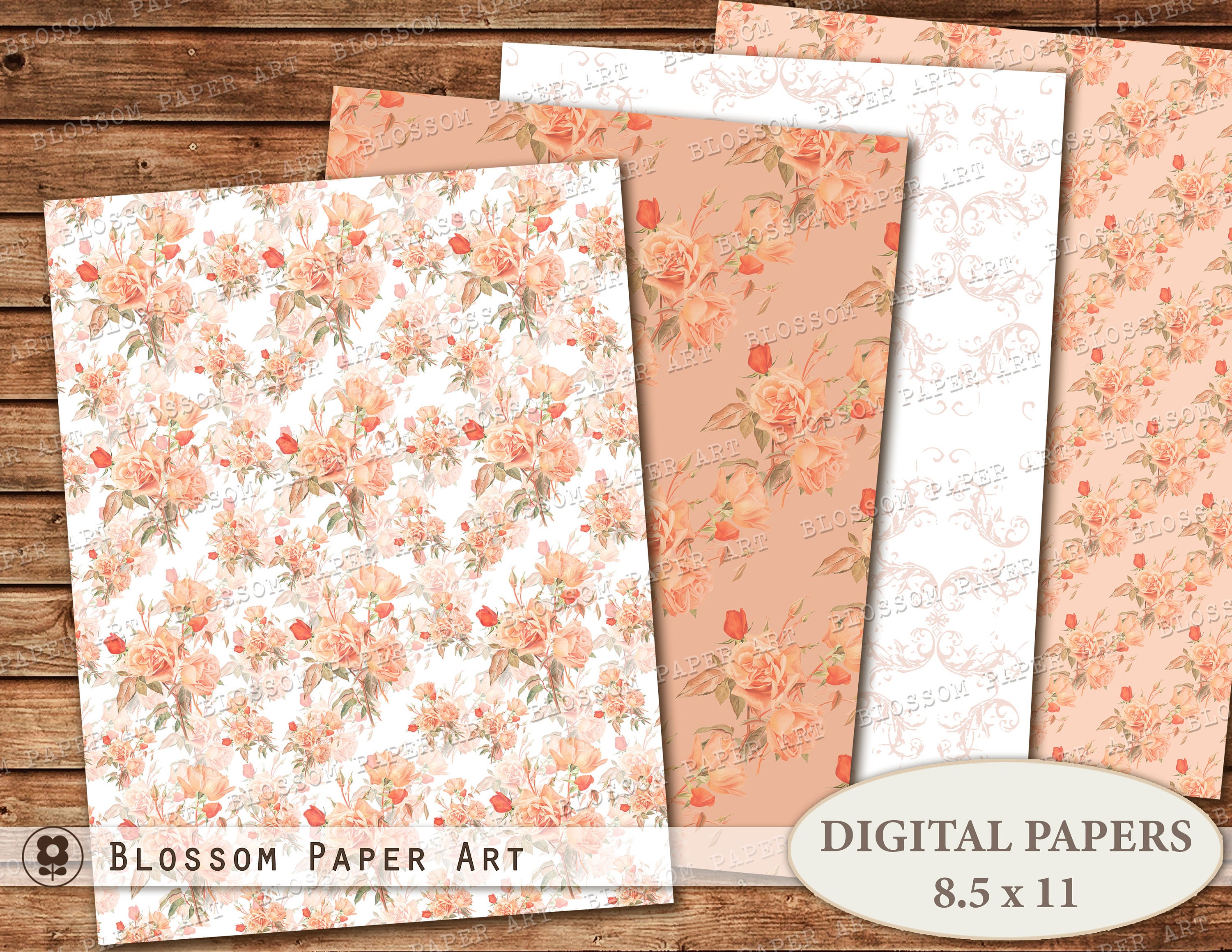 Scrapbook Paper Rose Scrapbooking Paperfloral Paper A4 - Etsy