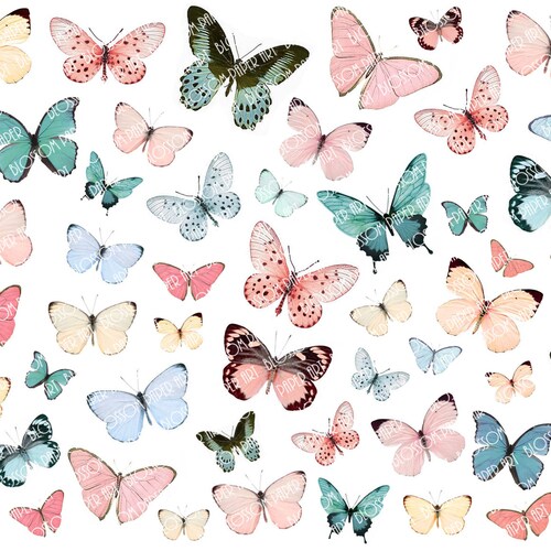 Butterflies Digital Collage Sheet Pink Light Blue - Etsy