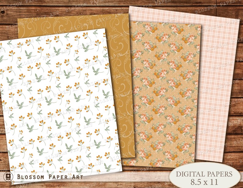 Digital Paper Scrapbook Paper Floral Scrap Collage Sheet - Etsy