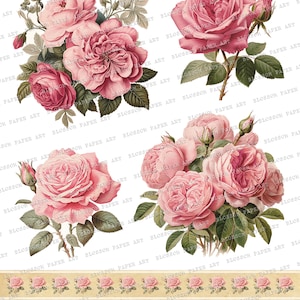 Printable Roses, Shabby Rose Images for Junk Journal, Scrapbooking ...
