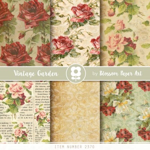 Old Paper Rose Digital Paper, Floral Digital Paper Pack, Victorian ...