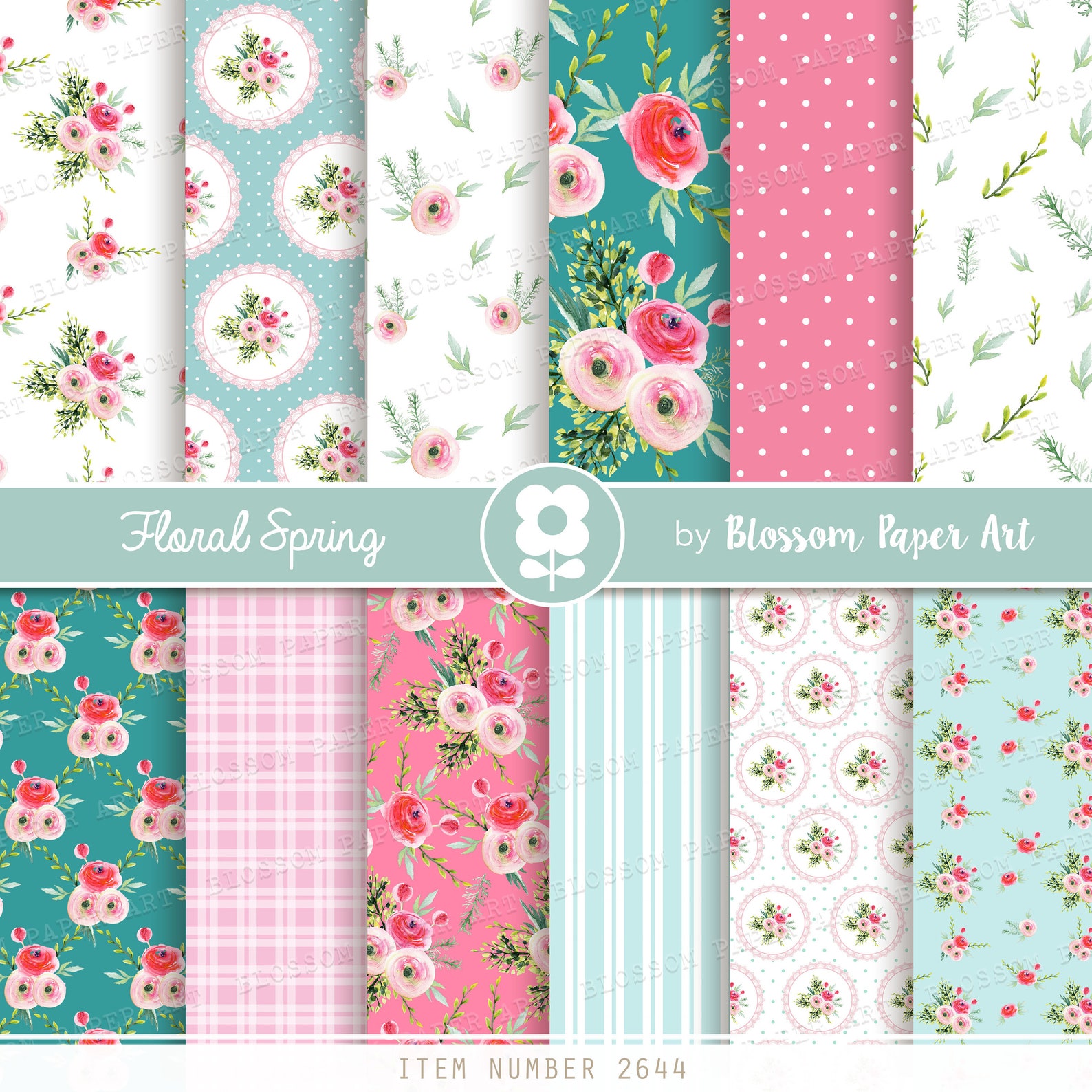 Floral Digital Paper Scrapbooking Paper Pack Watercolor - Etsy