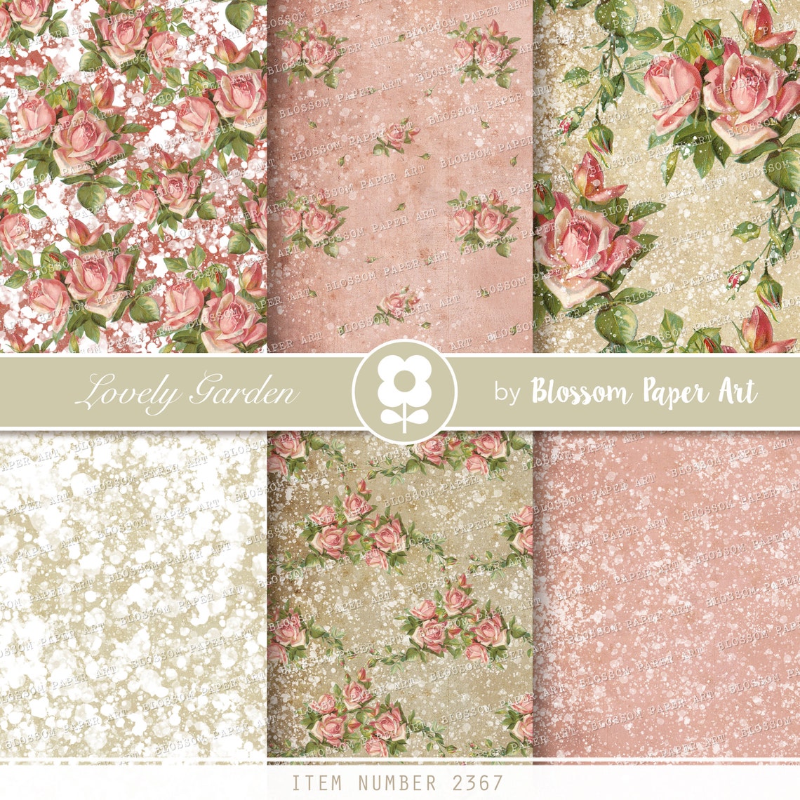 Floral Digital Paper Shabby Chic Digital Paper Pack Vintage - Etsy