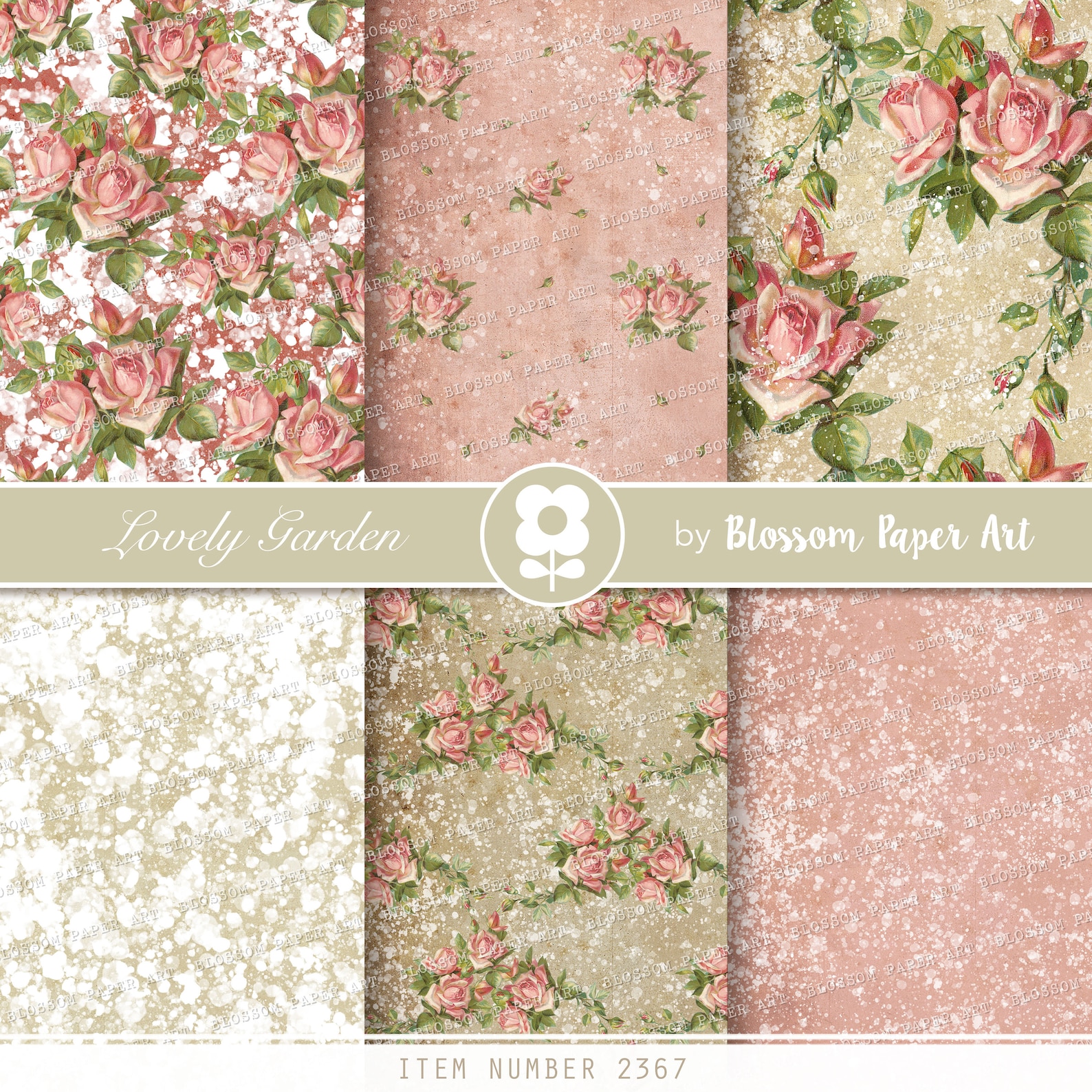 Floral Digital Paper Shabby Chic Digital Paper Pack Vintage - Etsy