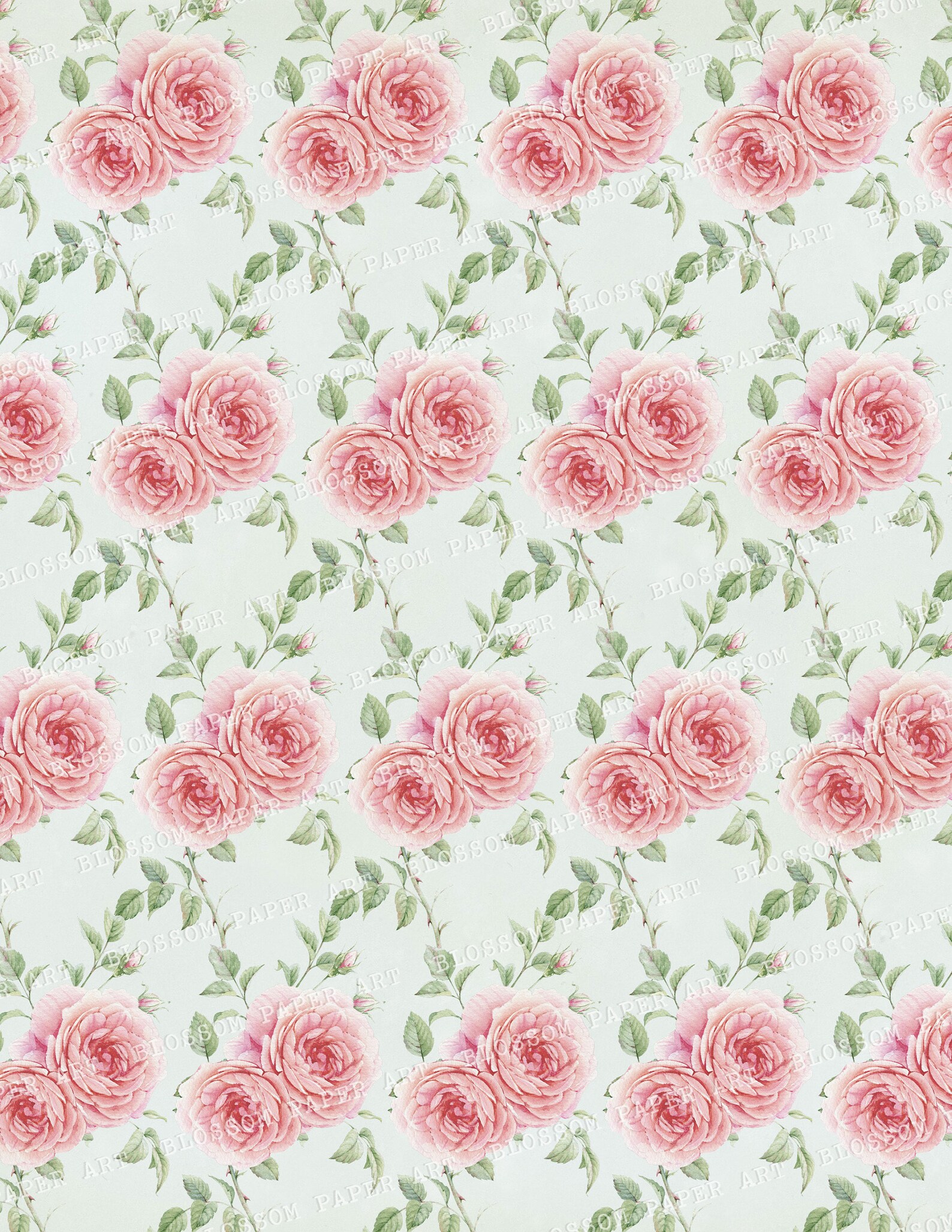 Floral Scrapbook Paper 8.5x11 Sheet Rose Digital Paper Junk | Etsy