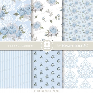 Vintage Light Blue Roses Digital Paper Pack (instant Download) - 2828 ...