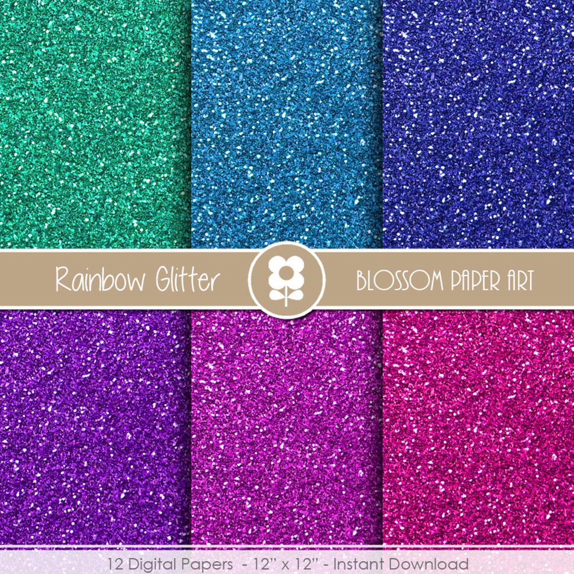 Glitter Paper Glitter Digital Paper Pack Colours Paper Pack - Etsy