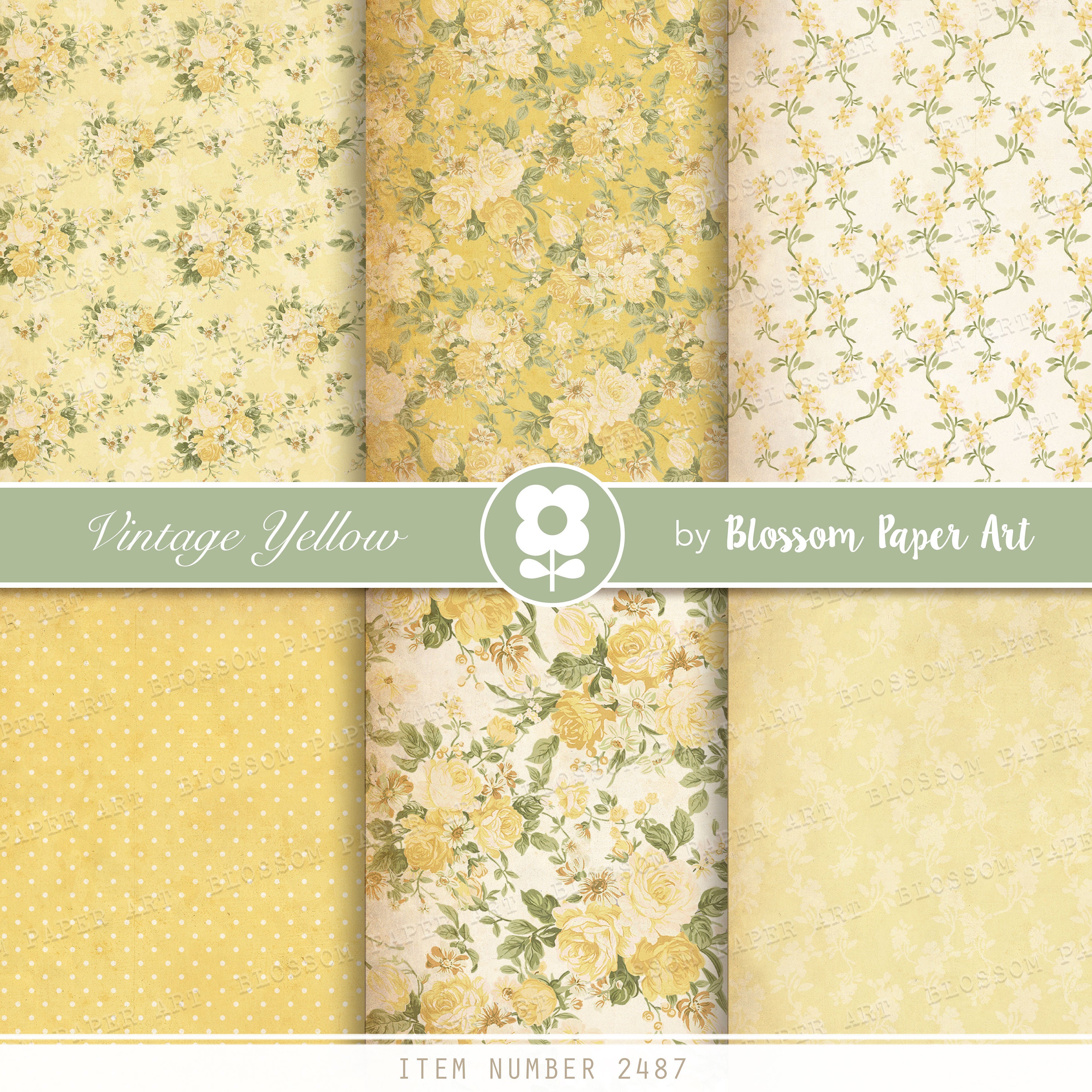 Yellow Floral Digital Paper Floral Digital Paper Pack - Etsy