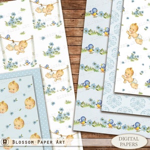Vintage Baby Digital Paper: Light Blue Scrapbook Designs (digital ...