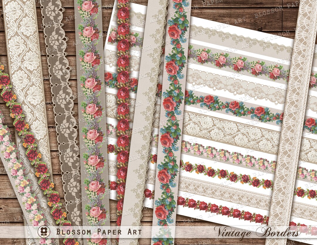 Vintage Lace Washi Tape Borders: Floral Ephemera (digital Download) - Etsy