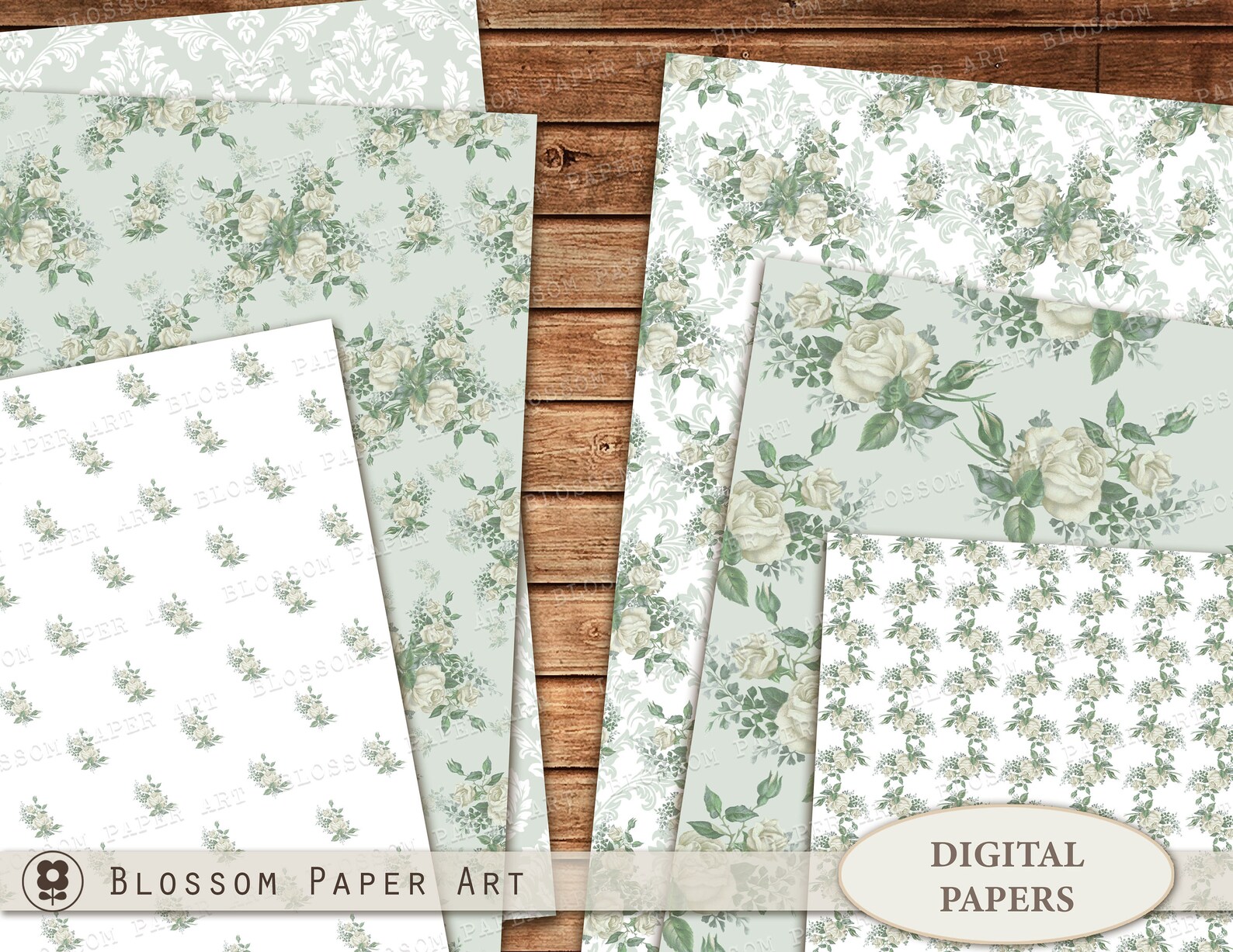 Wedding Floral Digital Paper Floral Vintage Digital Paper - Etsy