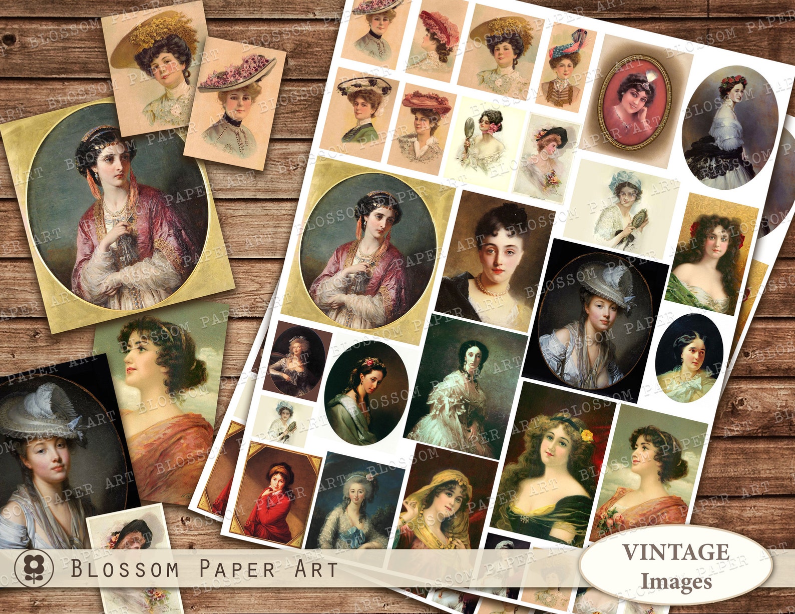 Printable Ephemera Vintage Woman Cards Printable Junk Journal - Etsy