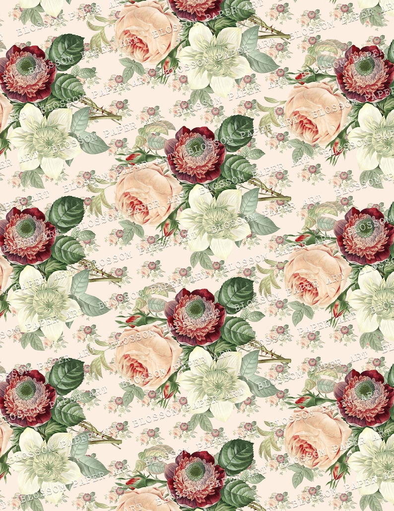 Vintage Roses Scrapbook Paper 85x11 Sheets Floral - Etsy