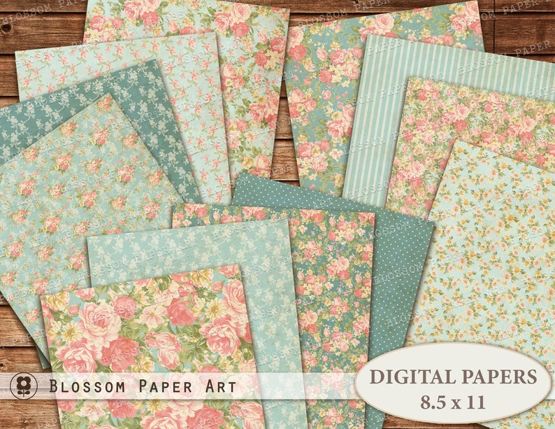 Floral Digital Paper Vintage Scrapbook Paper A4 85x11 - Etsy
