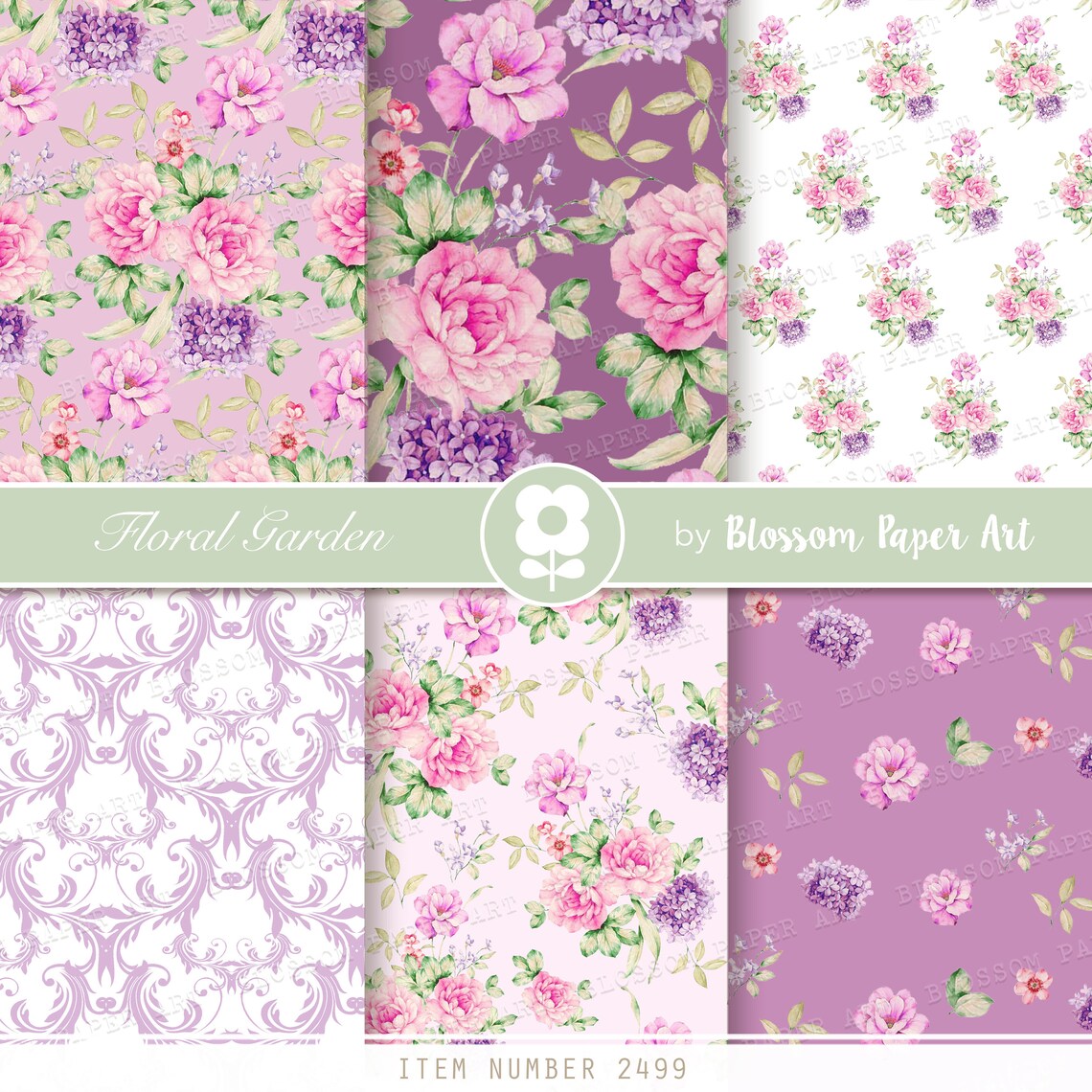 Purple Digital Paper Floral Digital Papers Floral | Etsy