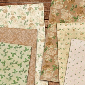 Floral Vintage Paper, Old Texture Digital Floral Paper, Vintage ...