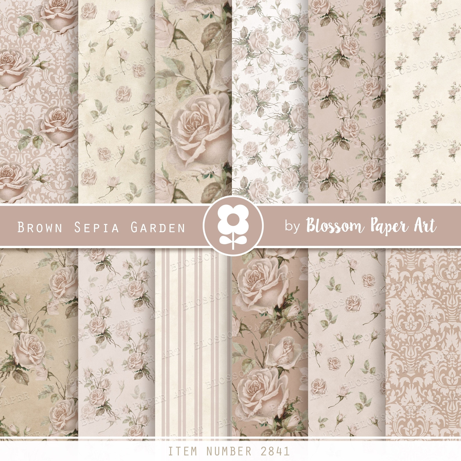 Brown Digital Paper Shabby Chic Scrapbook Paper Vintage | Etsy