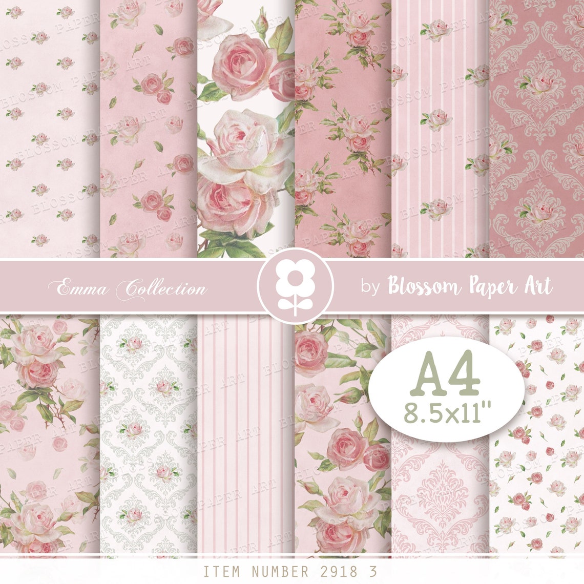 Roses Digital Paper Vintage Scrapbook Paper Floral Collage - Etsy