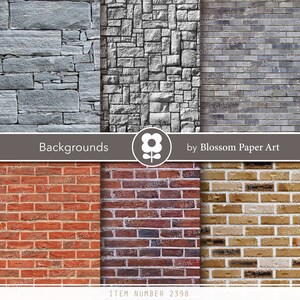 Stone & Brick Printable Backgrounds: Textures Digital Paper (digital ...