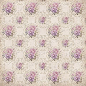 Vintage Purple Floral Digital Paper Pack: Shabby Chic Scrapbook ...