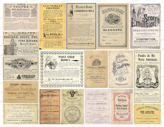 Vintage Ephemera Printable Ephemera Junk Journal Collage - Etsy