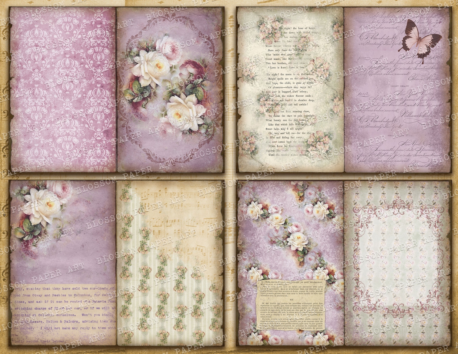 Journal Pages Printable Journaling Sheets Vintage Flowers | Etsy