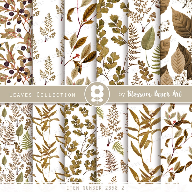 Autumn Leaves Digital Paper Leaves Scrapbook Collage Sheet - Etsy