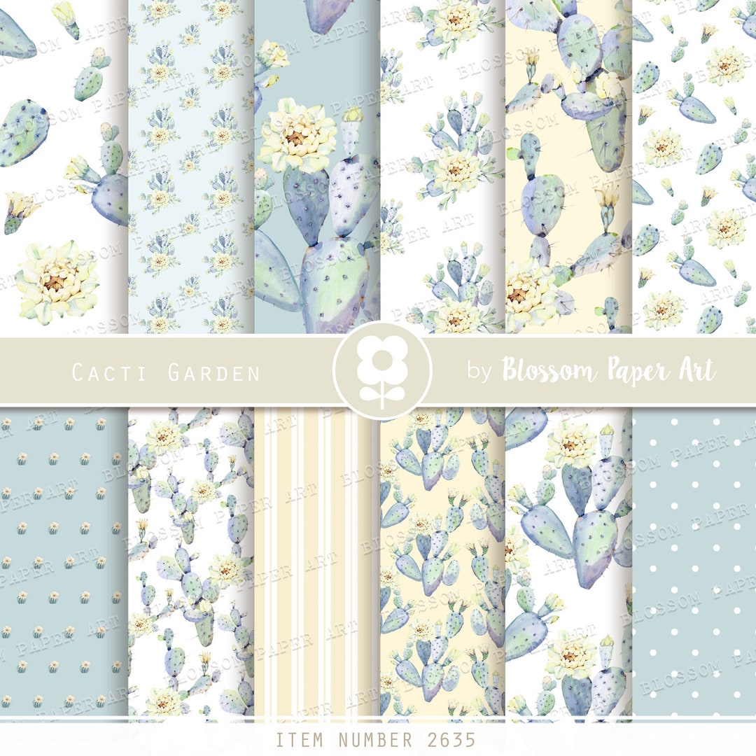 Scrapbook Paper, Cacti Digital Paper, Scrapbooking Paper Pack, Cacti ...