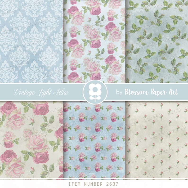 Floral Digital Paper Vintage Roses Shabby Chic Digital Paper - Etsy