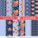Blue Navy Digital Paper Pack Blue Floral Scrapbooking | Etsy