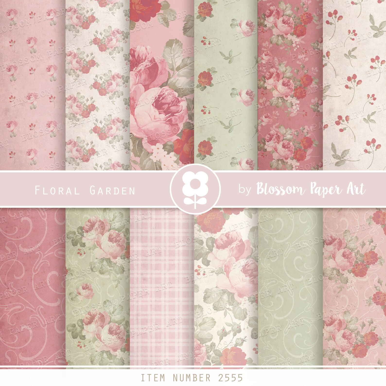 Floral Digital Paper Vintage Pink Digital Paper Pack Floral - Etsy