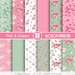 Rose Digital Paper Pink Green Floral Digital Paper Pack Pink | Etsy