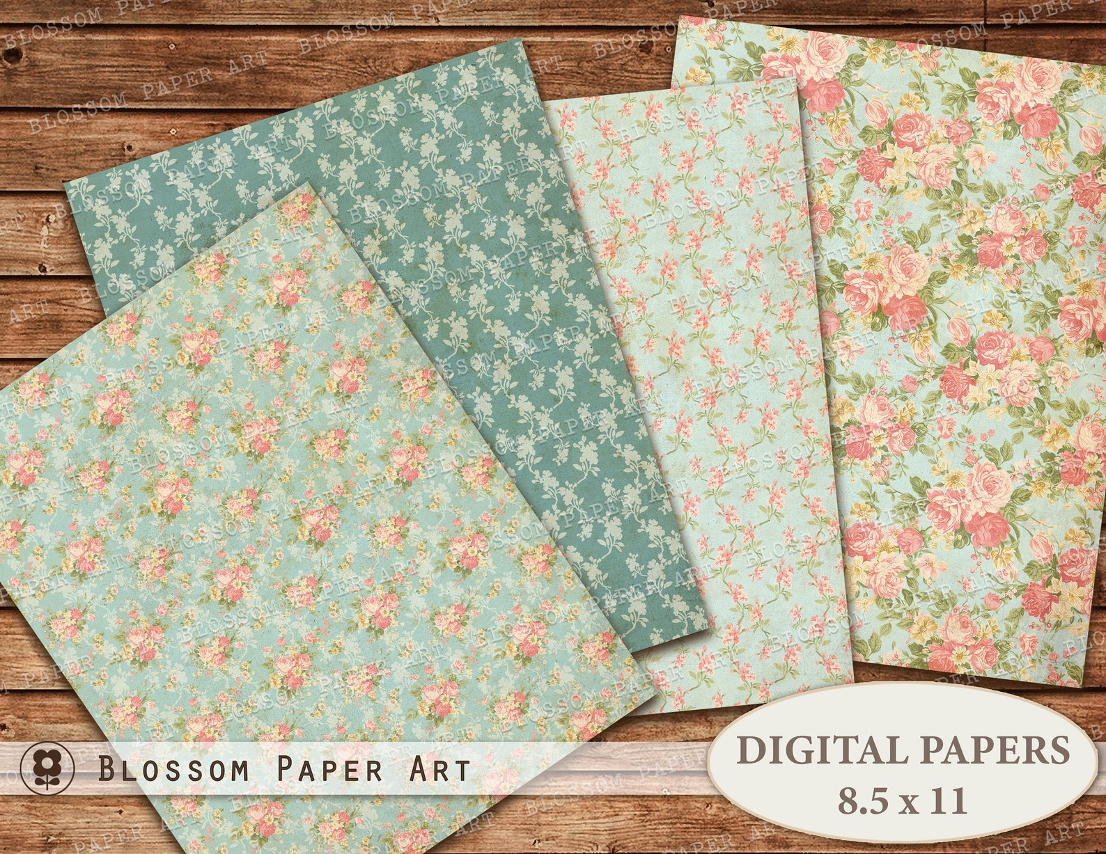 Floral Digital Paper Vintage Scrapbook Paper A4 85x11 - Etsy
