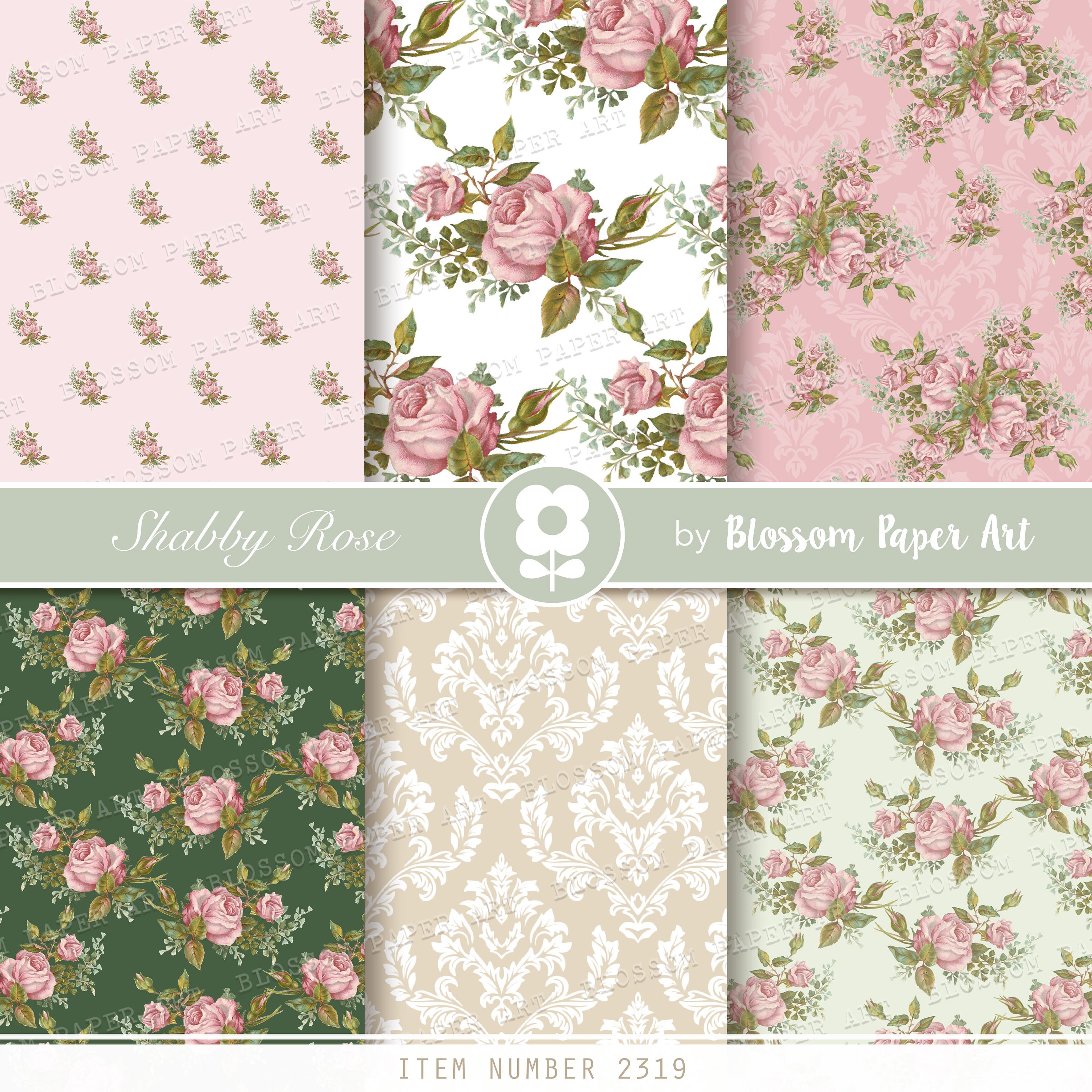 Shabby Chic Digital Paper Pack Vintage Roses Pink Floral - Etsy