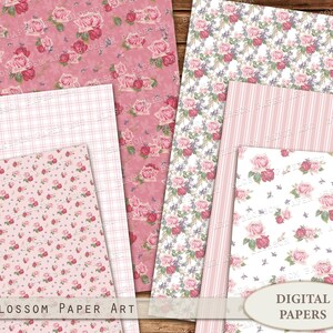 Shabby Chic Roses Digital Paper Pack: Vintage Scrapbook Paper (instant ...