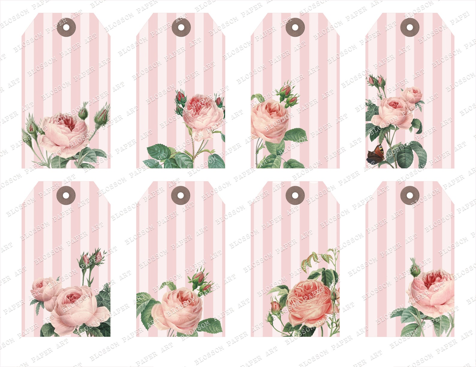 SHABBY ROSES Gift Tags Printable Tags Vintage Roses Digital - Etsy