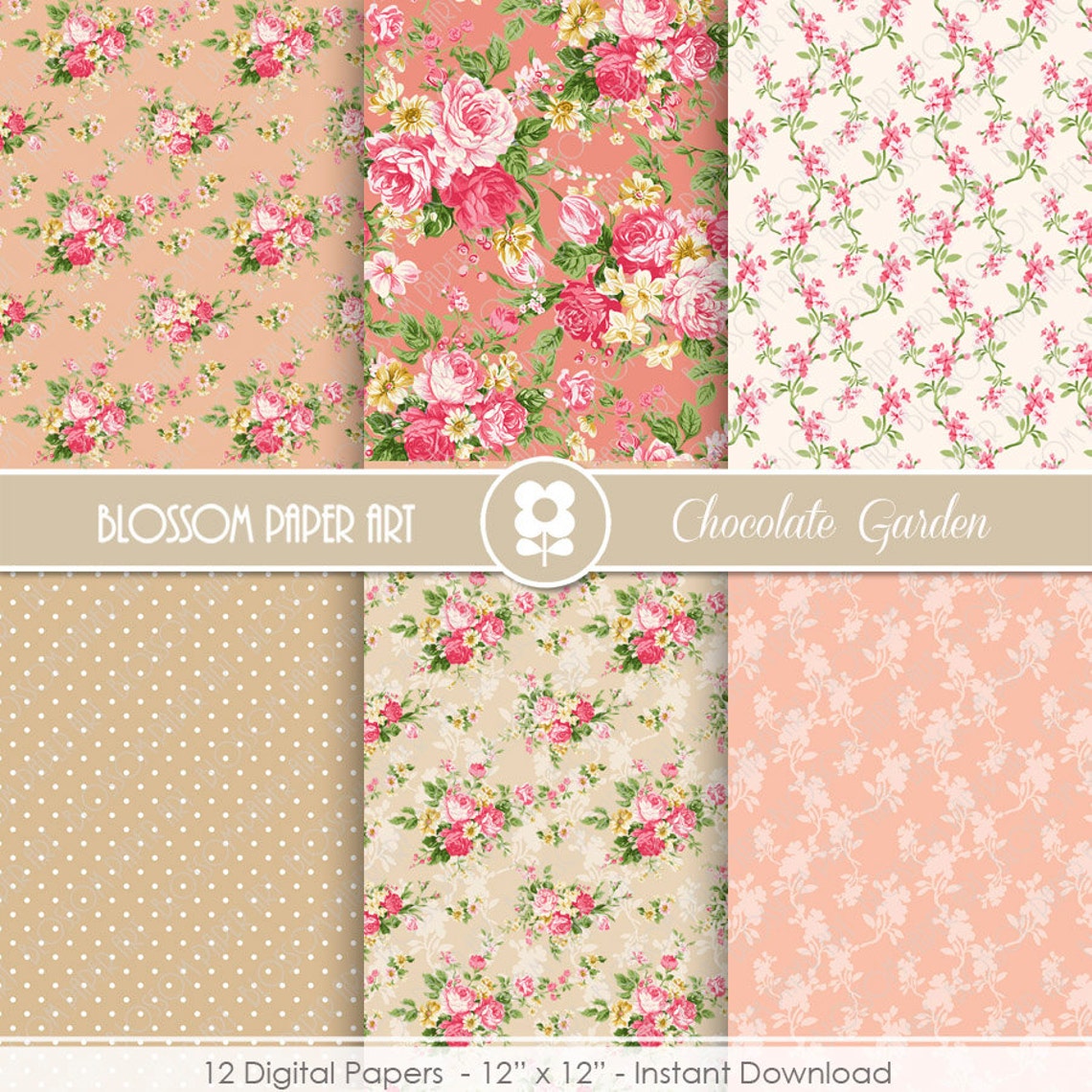 Digital Paper Rose Digital Paper Scrapbook Paper Wedding | Etsy