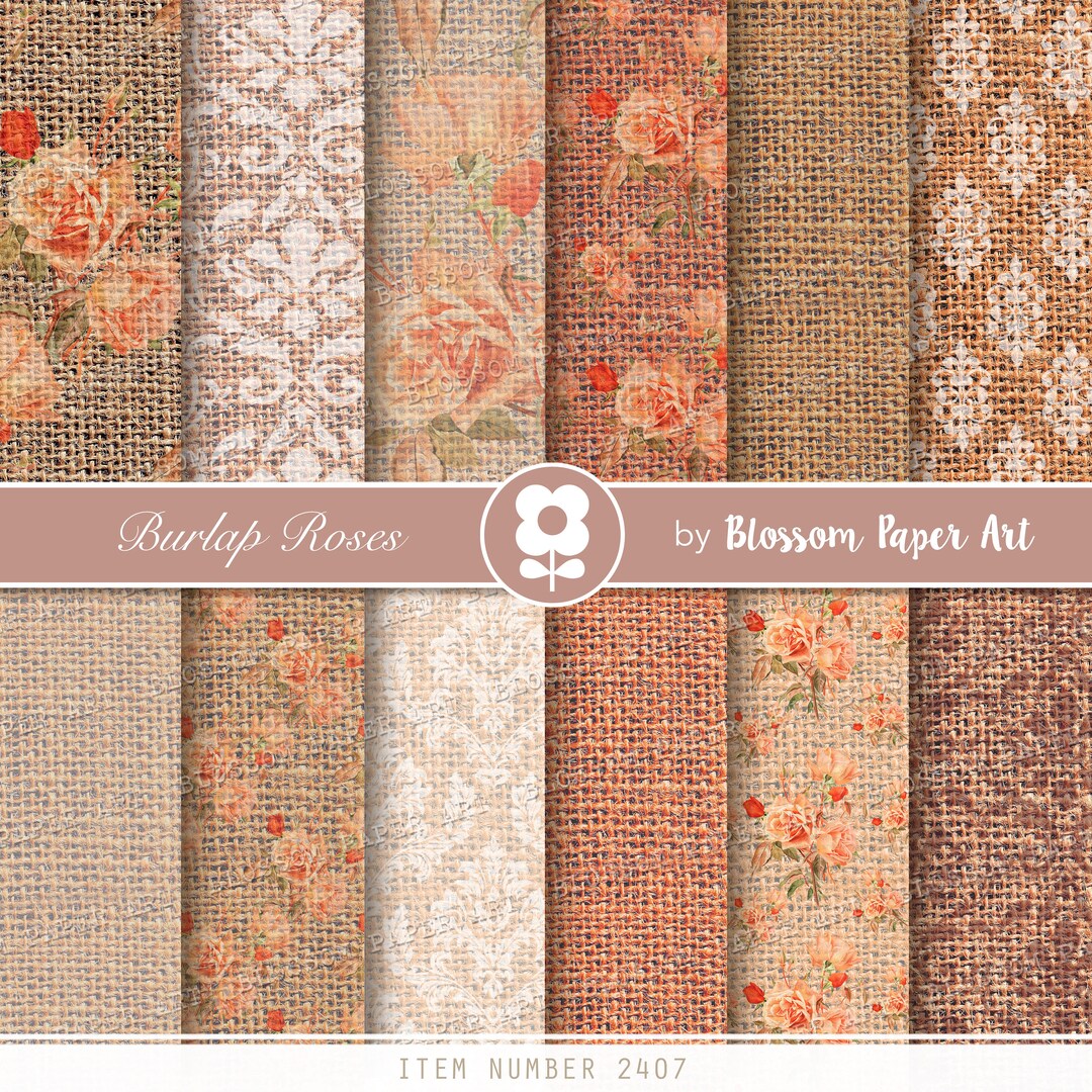 Digital Paper Floral Burlap Digital Paper Printable Collage Sheet ...